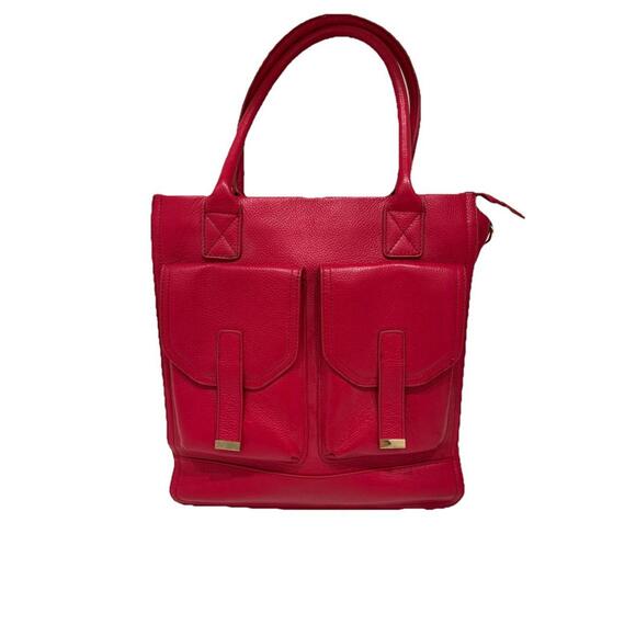 Bags | Kristin Belle For Erica Anenberg Red Pebble Leather Madison ...